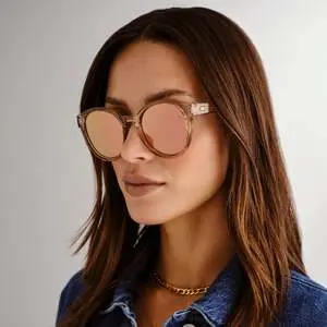 Le Specs Paramount Round Frame Sunglasses - Tan