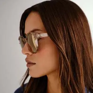 Le Specs Paramount Round Frame Sunglasses - Tan