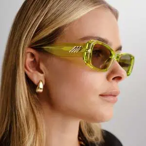 Le Specs Numero Cuatro Rectangle Sunglasses - Citron