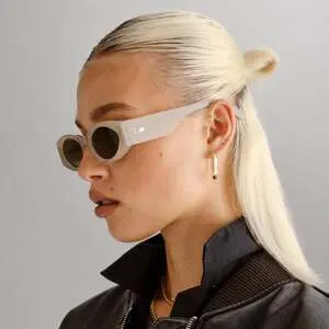 Le Specs Mermaiden Oval Sunglasses - Oatmeal
