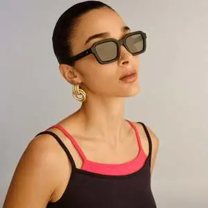 Le Specs Impossible Rectangle Sunglasses - Matte Black