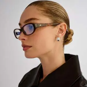 Le Specs Don't Cha Blue Light Oval Sunglasses - Tort