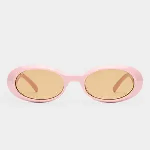 Le Specs Work It! Oval Sunglasses - Pink Putty