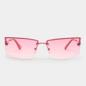Le Specs ALIEN Rectangle Sunglasses Pink Chrome