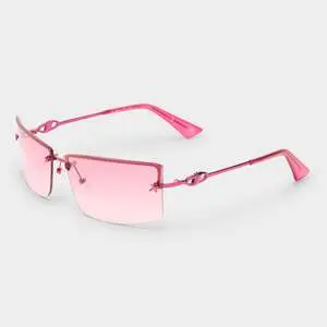 Le Specs Alien Rectangle Sunglasses - Pink Chrome