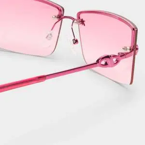 Le Specs Alien Rectangle Sunglasses - Pink Chrome