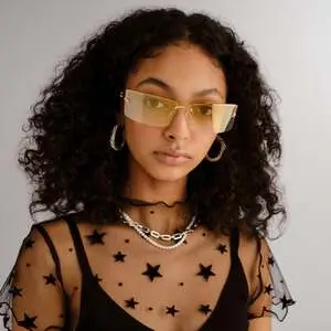 Le Specs Alien Rectangle Sunglasses - Gold