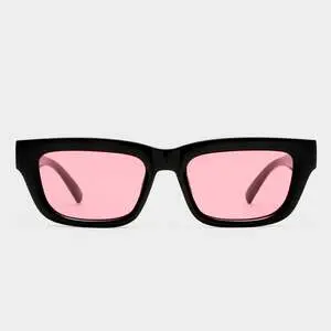 Le Specs Le Castle Rectangle Sunglasses - Black-crimson