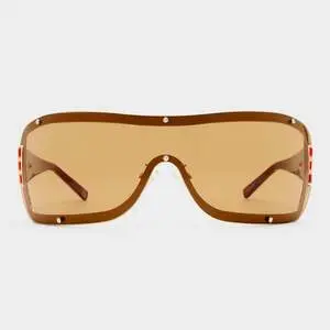 Le Specs Veiled Shield Sunglasses - Bright Gold And Vermilion