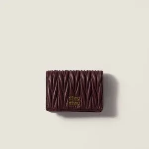 Miu Miu Small Matelassé Nappa Leather Wallet - Burgundy
