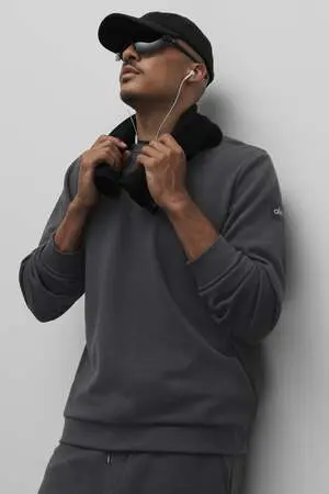 Alo Yoga Waffle Lounge Long Sleeve Crewneck Top - Anthracite