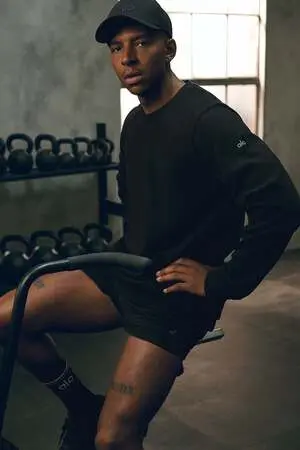 Alo Yoga Waffle Lounge Long Sleeve Crewneck Top - Black