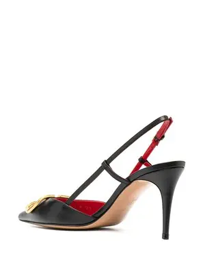 Valentino Garavani Vlogo Signature Leather Slingback Pumps - Black