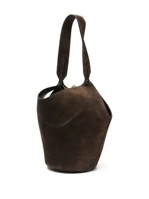 Khaite Lotus Mini Leather Bucket Bag - Brown