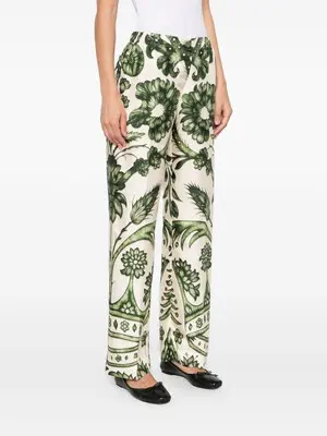 F.R.S FOR RESTLESS SLEEPERS Printed Silk Trousers - Green