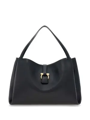 FERRAGAMO Large Leather Shoulder Bag With Gancini Buckle