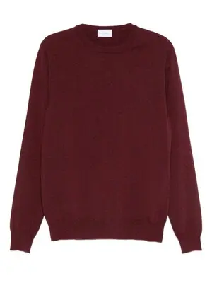 Malo Round Neck Fine Knit Wool Sweater - Red