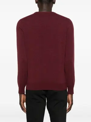 Malo Round Neck Fine Knit Wool Sweater - Red