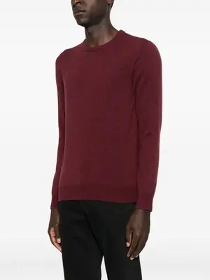 Malo Round Neck Fine Knit Wool Sweater - Red