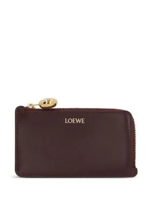 Loewe Pebble Leather Zipped Card Case - Red