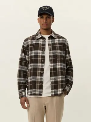 LES DEUX Lennon Check Overshirt - Brown