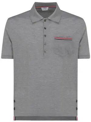 Thom Browne Rwb Cotton Polo Shirt - Grey
