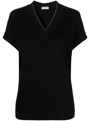 Brunello Cucinelli Cotton V-neck T-shirt - Black