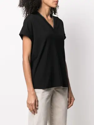 Brunello Cucinelli Cotton V-neck T-shirt - Black