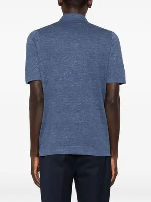 Brunello Cucinelli Linen And Cotton Blend Polo Shirt - Sky Blue