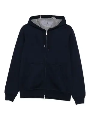 Brunello Cucinelli Cotton Blend Zip-up Hoodie - Blue