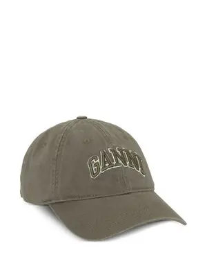 GANNI Logo Canvas Baseball Cap - Green