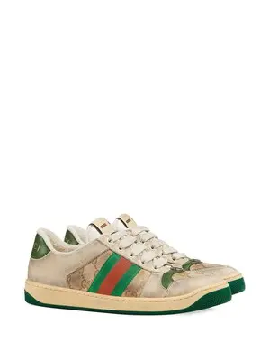 Gucci Screener Leather Sneakers - Beige