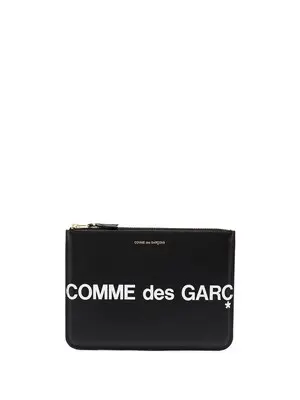 Comme Des Garçons Logo Leather Pouch - Black