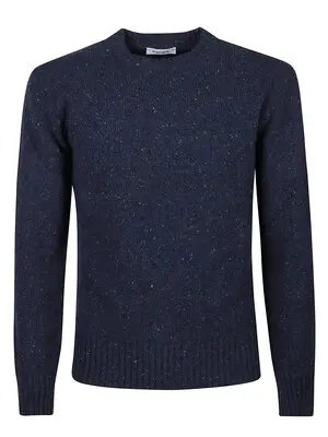 KANGRA Round Neck Fine Wool Sweater - Blue