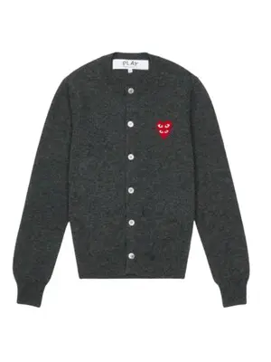 Comme Des Garçons Wool Cardigan With Heart - Grey