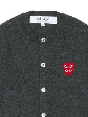Comme Des Garçons Wool Cardigan With Heart - Grey