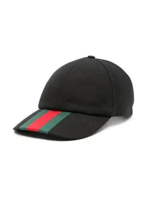 Gucci Baseball Cap With Web Ribbon - Black