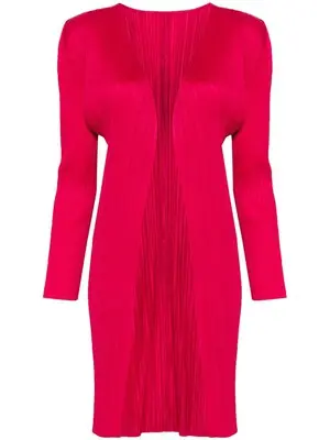 Issey Miyake Pleated Midi Cardigan - Red