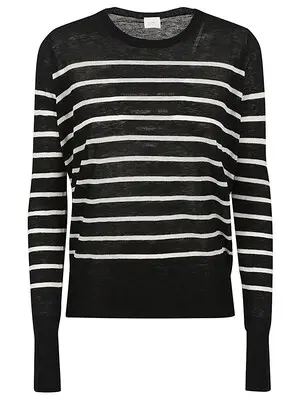 CT PLAGE Wool Striped Sweater - Black