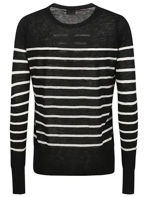 CT PLAGE Wool Striped Sweater - Black