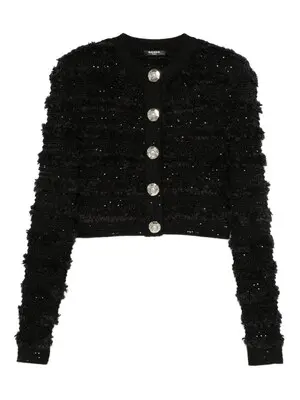 Balmain Tweed Cardigan - Black