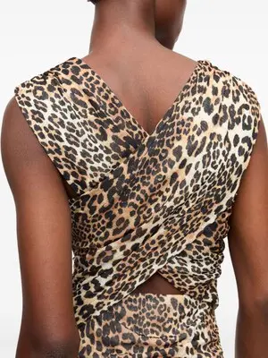 GANNI Leopard Print Midi Dress - Multi