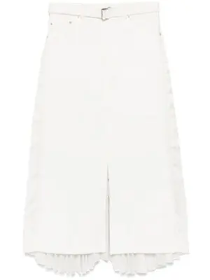 Sacai Midi Skirt With Detachable Belt - White