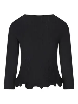 Fendi V-necked Wool Sweater - Black