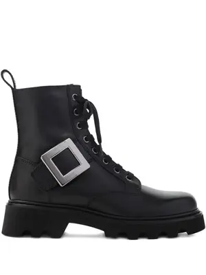 ROGER VIVIER Viv Rangers Leather Boots - Black