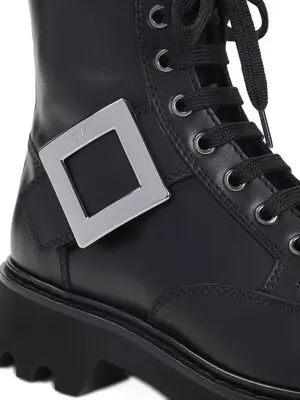 ROGER VIVIER Viv Rangers Leather Boots - Black