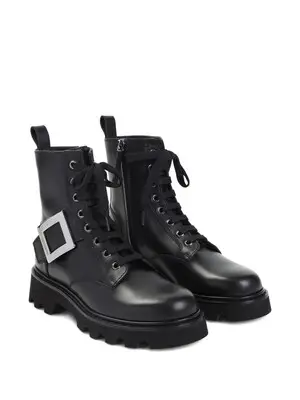 ROGER VIVIER Viv Rangers Leather Boots - Black
