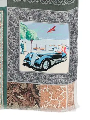 PIERRE-LOUIS MASCIA Lago Di Como Silk Printed Scarf - Grey