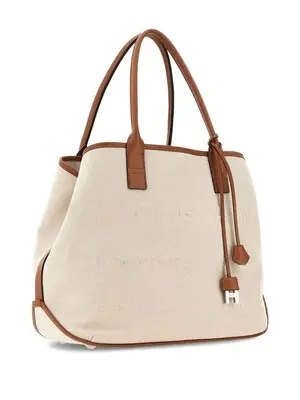 Hogan Script Medium Canvas Tote - White