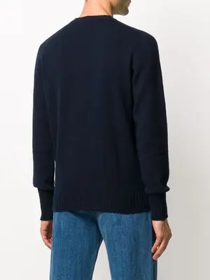 DRUMOHR Round Neck Long Sleeve Sweater - Blue